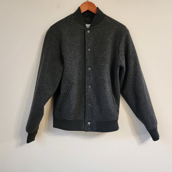 Old Navy | Jackets & Coats | Old Navy Mens Gray Acrylic Wool Blend Bomber Varsity Full Snap ...